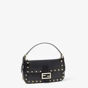 Fendi Baguette® 26424 Black Nappa Leather Bag With Studs
